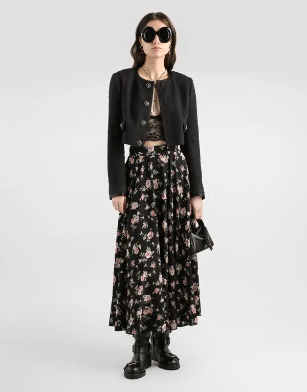 Dolce & Gabbana Roses-print Charmeuse Circle Skirt - Multicolor