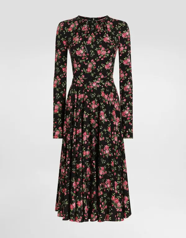 Dolce & Gabbana Rose Bouquets-print Charmeuse Dress