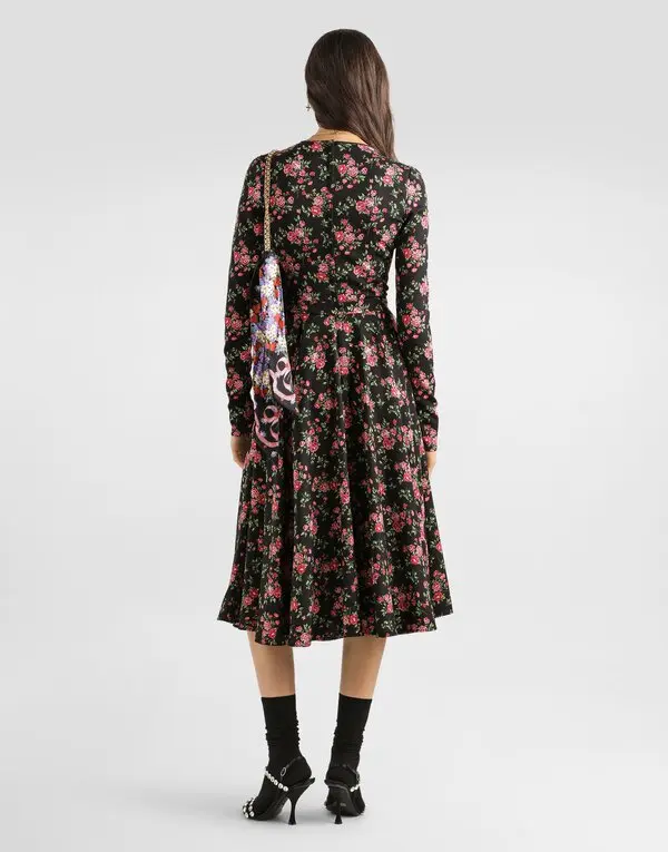 Dolce & Gabbana Rose Bouquets-print Charmeuse Dress