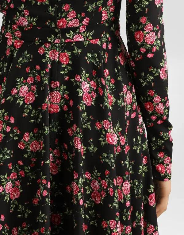 Dolce & Gabbana Rose Bouquets-print Charmeuse Dress