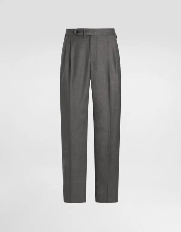 Dolce & Gabbana Wool Canvas Classic Fit Trousers - Grey