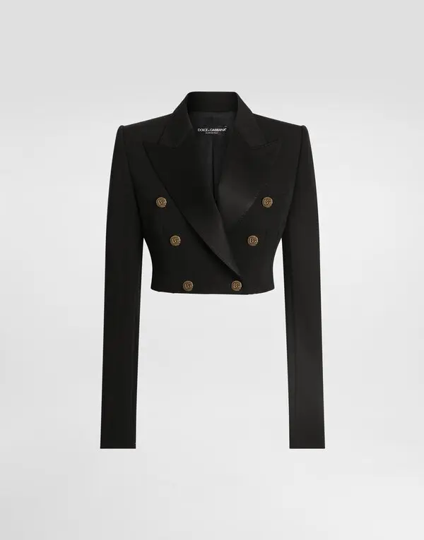 Dolce & Gabbana Double-breasted Wool Gabardine Jacket - Black