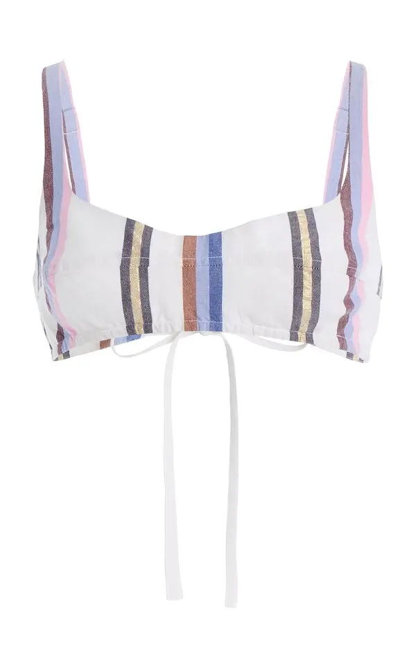 ILIO NEMA Raven Striped Cotton Bra Top - White