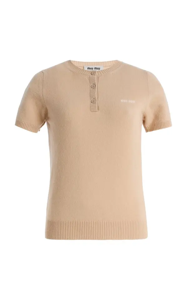 Miu Miu Cashmere Crewneck Top - Neutral