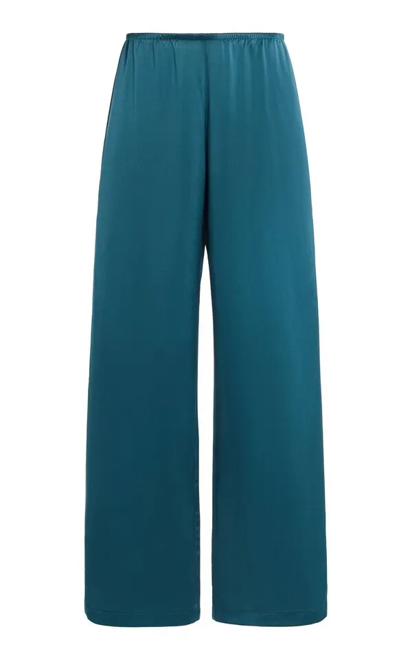 LESET Barb Satin Wide-leg Pants - Blue