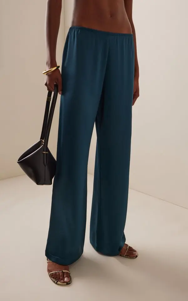 LESET Barb Satin Wide-leg Pants - Blue
