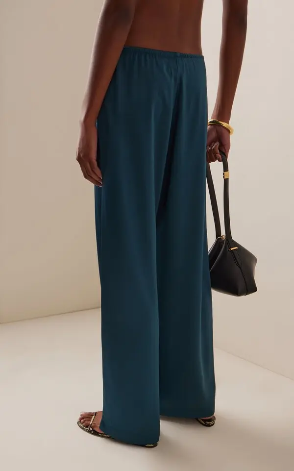 LESET Barb Satin Wide-leg Pants - Blue