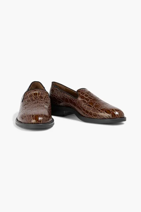 GIUSEPPE ZANOTTI Dories Croc-effect Leather Loafers - Brown