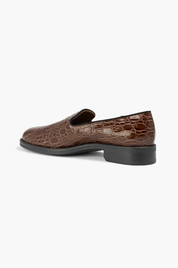 GIUSEPPE ZANOTTI Dories Croc-effect Leather Loafers - Brown