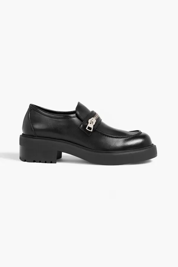 GIUSEPPE ZANOTTI Murphie Zip-detailed Leather Loafers - Black
