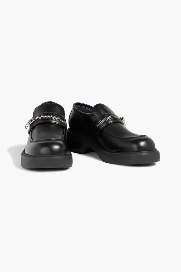 GIUSEPPE ZANOTTI Murphie Zip-detailed Leather Loafers - Black