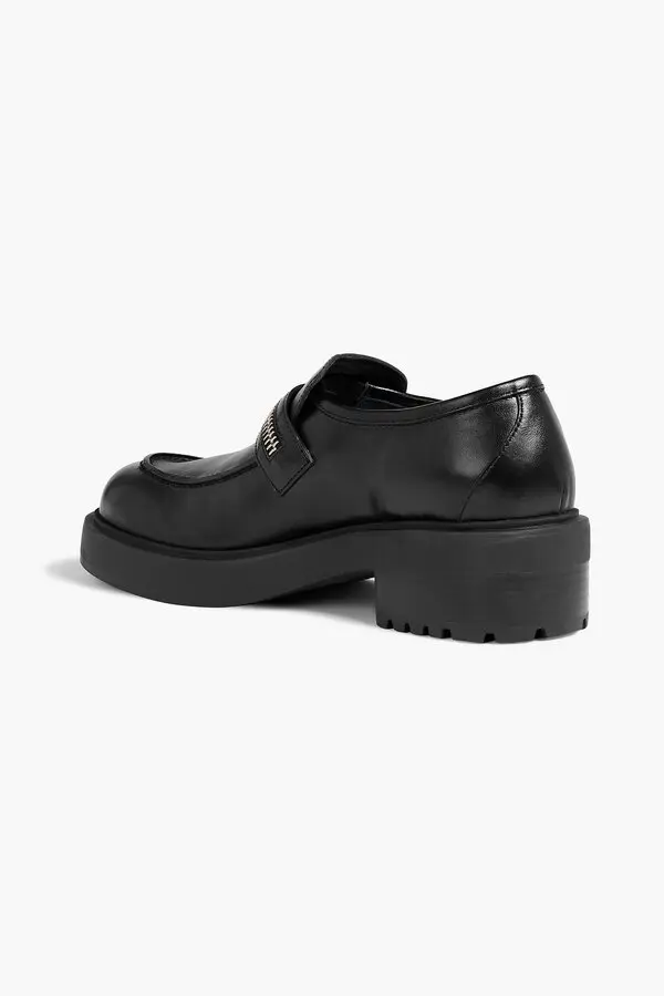 GIUSEPPE ZANOTTI Murphie Zip-detailed Leather Loafers - Black
