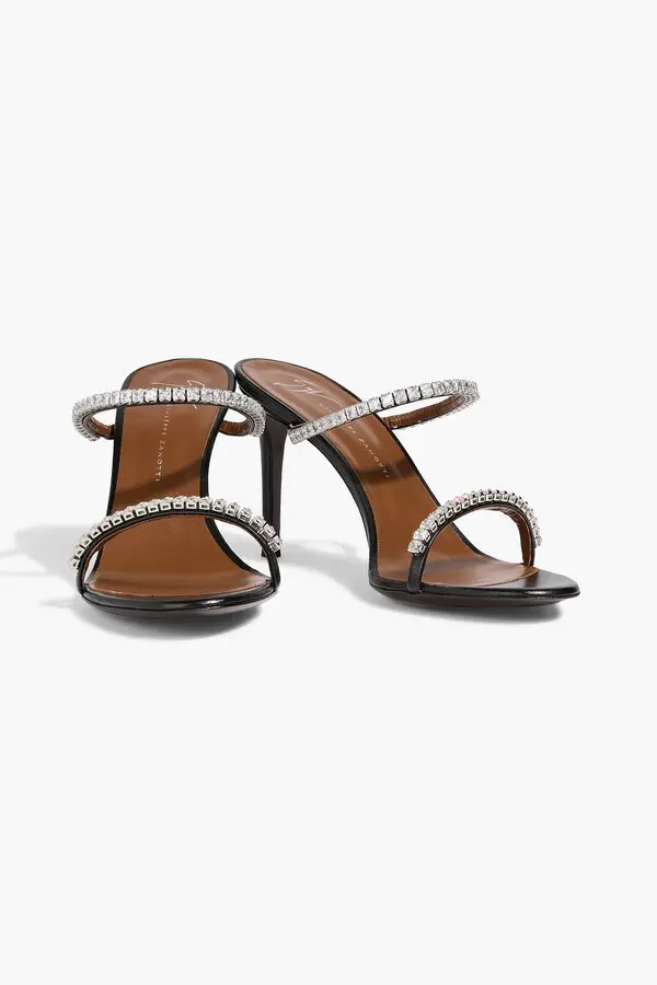 GIUSEPPE ZANOTTI 85 Crystal-embellished Mules - Black