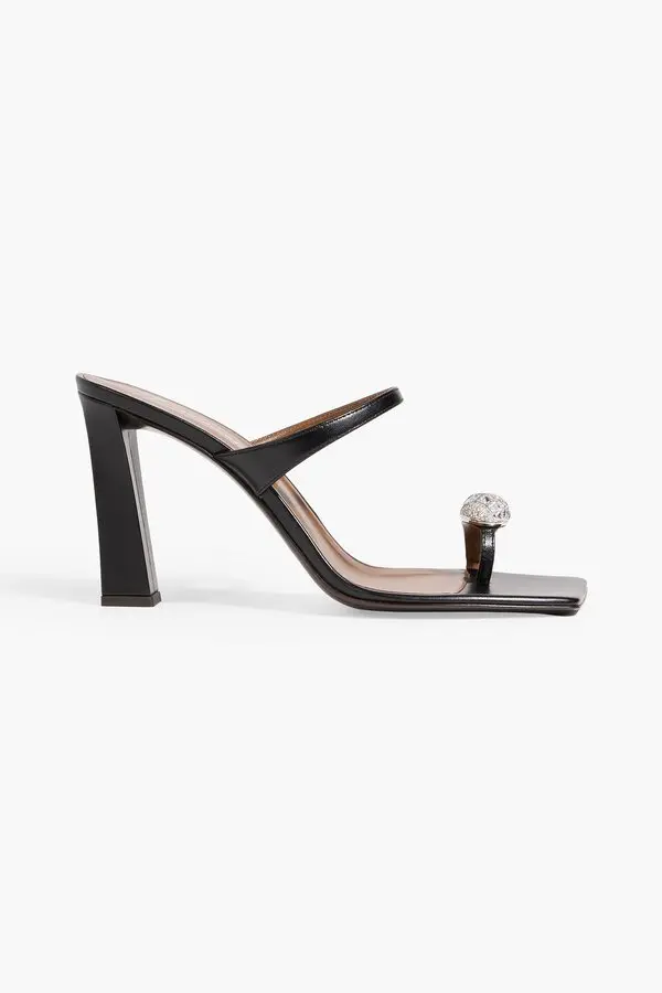 GIUSEPPE ZANOTTI Icon Ring 90 Crystal-embellished Leather Mules