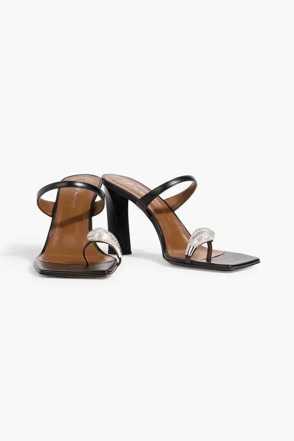 GIUSEPPE ZANOTTI Icon Ring 90 Crystal-embellished Leather Mules