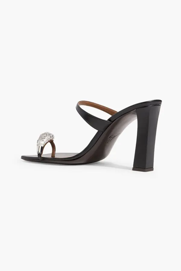 GIUSEPPE ZANOTTI Icon Ring 90 Crystal-embellished Leather Mules