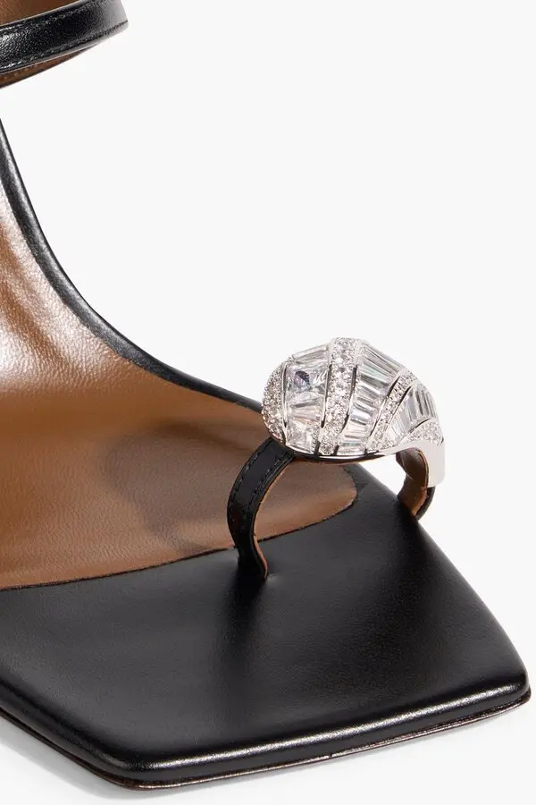 GIUSEPPE ZANOTTI Icon Ring 90 Crystal-embellished Leather Mules