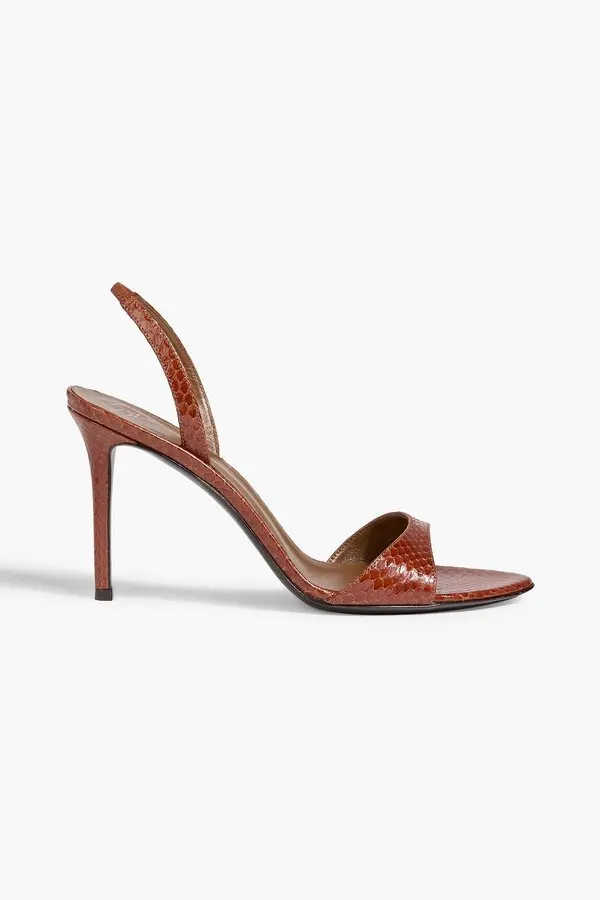 GIUSEPPE ZANOTTI Lilibeth 90 Snake-effect Slingback Sandals - Brown