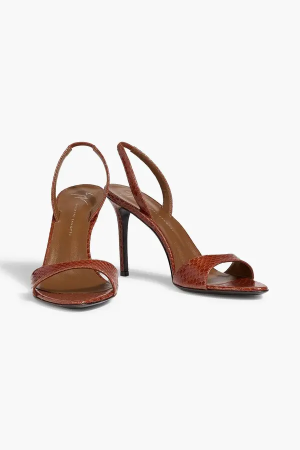 GIUSEPPE ZANOTTI Lilibeth 90 Snake-effect Slingback Sandals - Brown