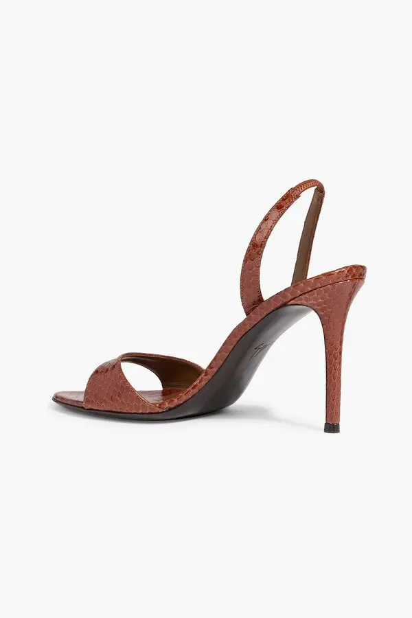 GIUSEPPE ZANOTTI Lilibeth 90 Snake-effect Slingback Sandals - Brown