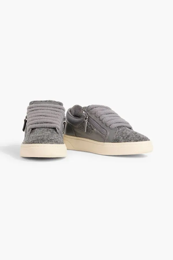 GIUSEPPE ZANOTTI Brushed Felt And Leather Sneakers - Gray