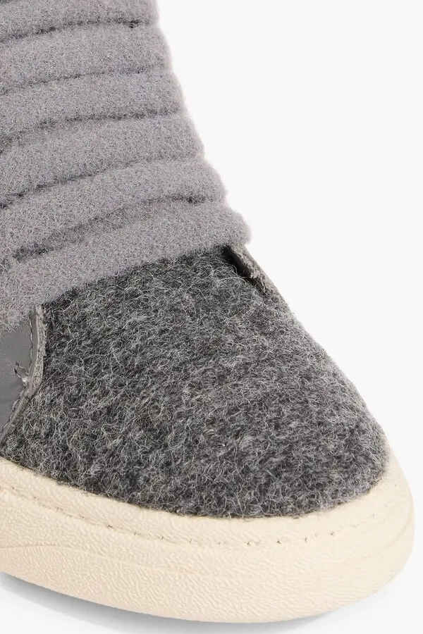 GIUSEPPE ZANOTTI Brushed Felt And Leather Sneakers - Gray
