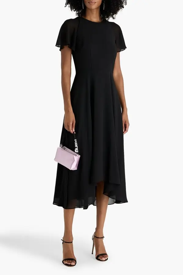 MIKAEL AGHAL Ruffled Chiffon Midi Dress