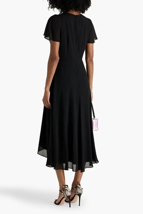 MIKAEL AGHAL Ruffled Chiffon Midi Dress
