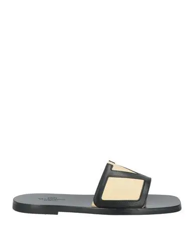 Valentino Garavani Leather Slide Sandals - Black