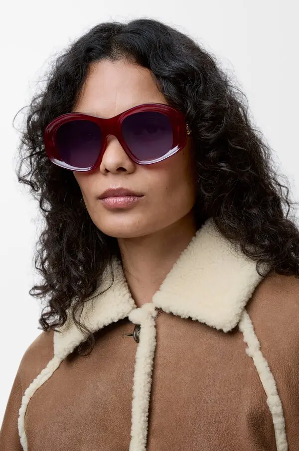 Loewe Beveled Pentagon Sunglasses - Milky Burgundy