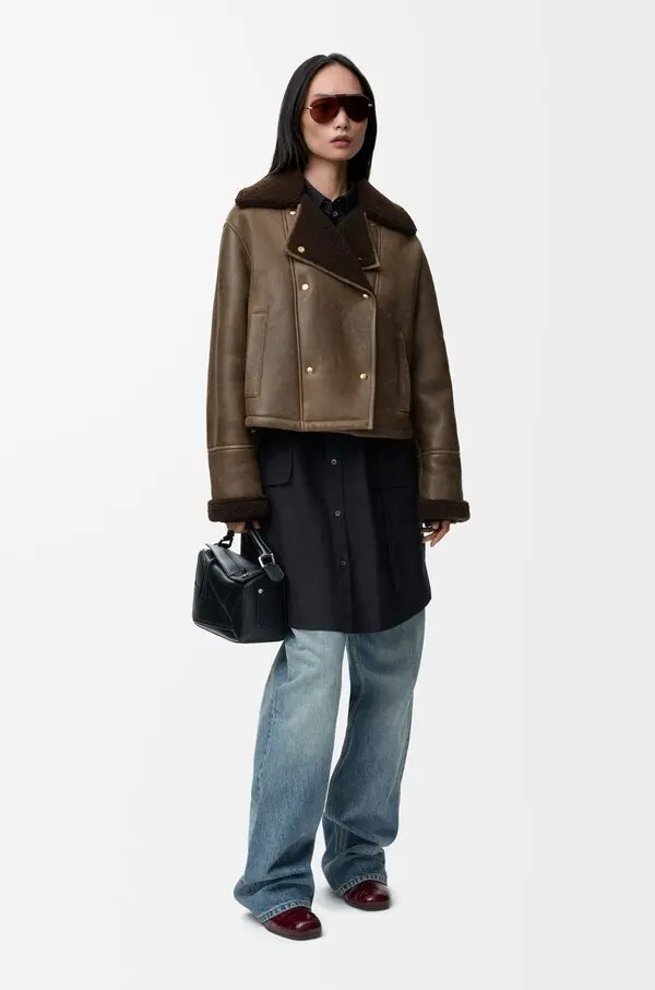Loewe Jacket In Shearling - Sage
