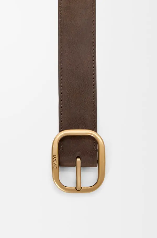 Loewe Rounded Soft Nubuck Leather Belt - Tundra/vintage Gold