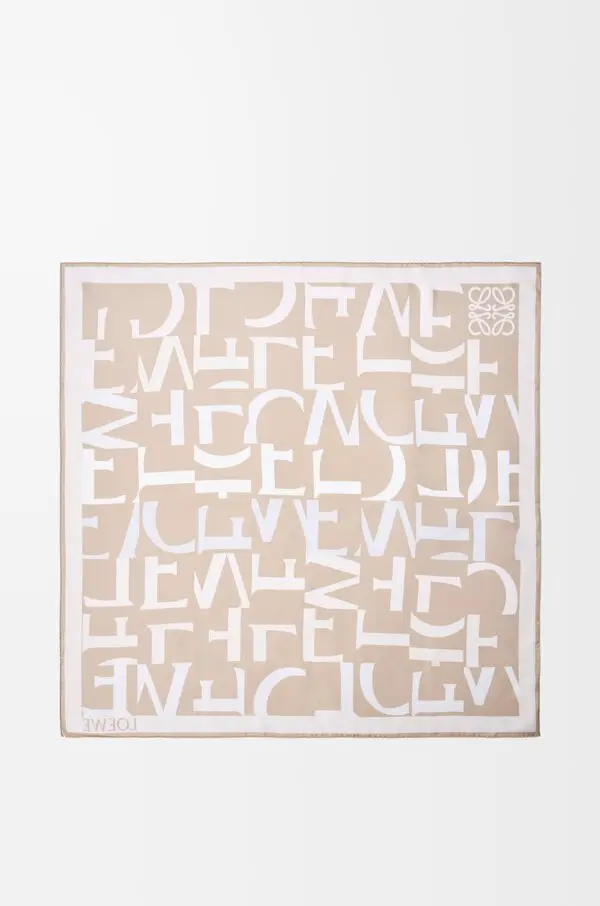 Loewe Scarf In Silk - Light Beige/beige