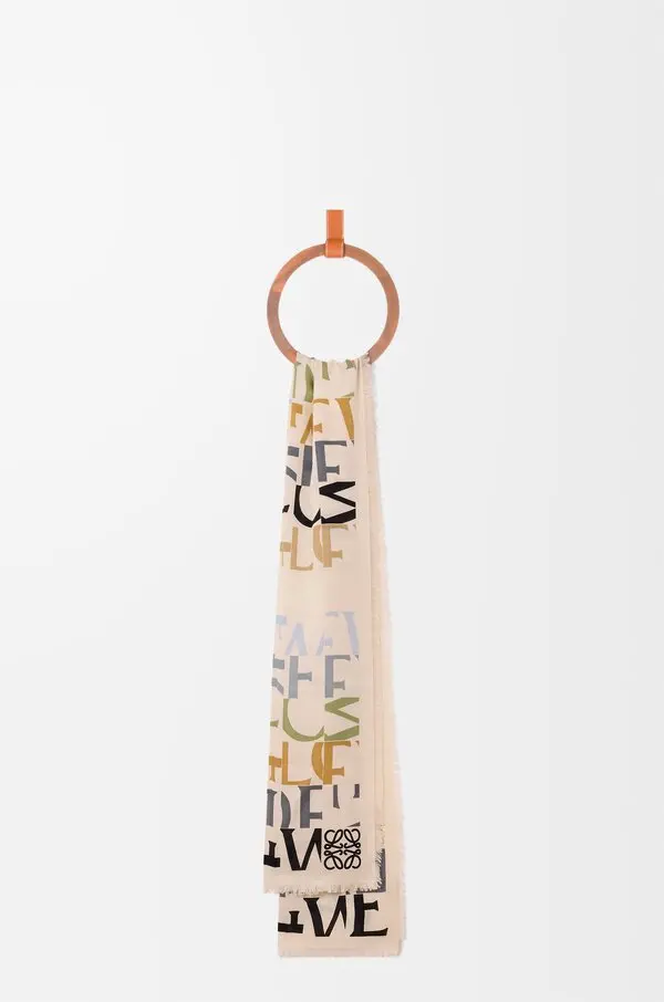Loewe Scarf In Wool, Silk And Cashmere Blend - Multicolor/caramel