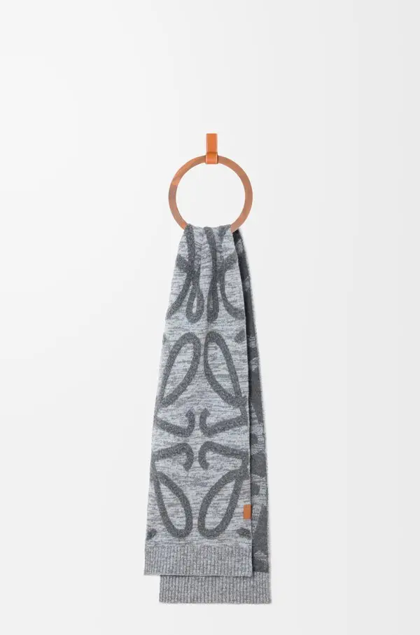Loewe Scarf In Wool And Cashmere - Grey Melange