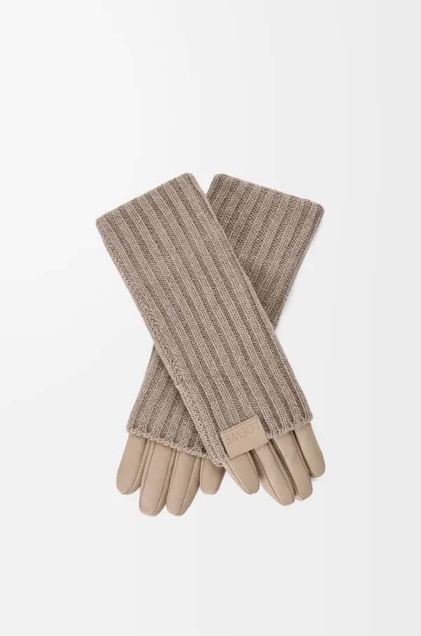Loewe Cashmere And Nappa Lambskin Gloves - Sand