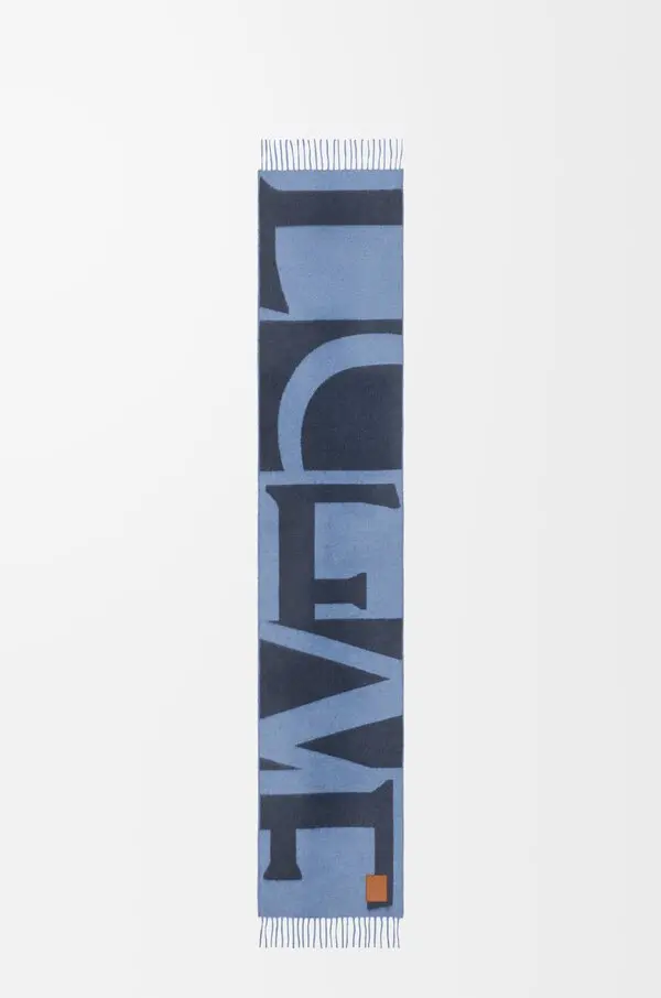 Loewe Scarf In Cashmere - Blue/dark Blue