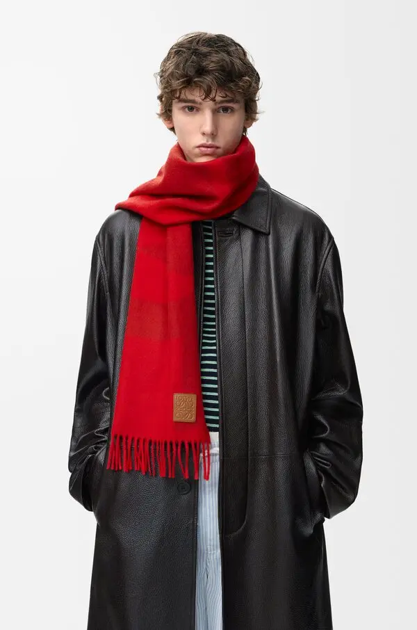 Loewe Scarf In Cashmere - Red/dark Red