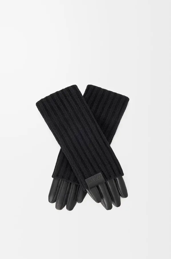 Loewe Gloves In Cashmere And Nappa Lambskin - Black