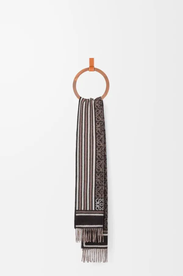 Loewe Scarf In Wool And Cashmere - Dark Coffee