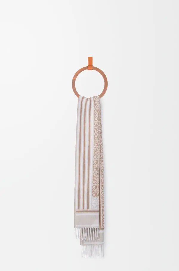 Loewe Scarf In Wool And Cashmere - Light Beige