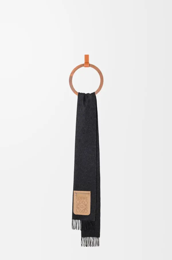 Loewe Scarf In Wool And Cashmere - Dark Grey Melange