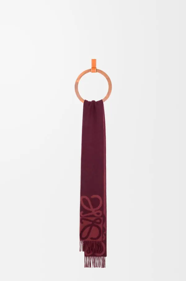Loewe Scarf In Wool And Cashmere - Burgundy/mahogany