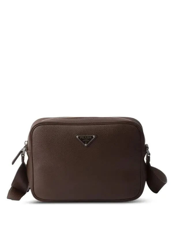 Prada Grained Leather Shoulder Bag - Brown