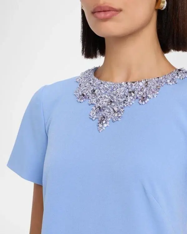 Pamella Roland Embellished Neckline A-line Gown