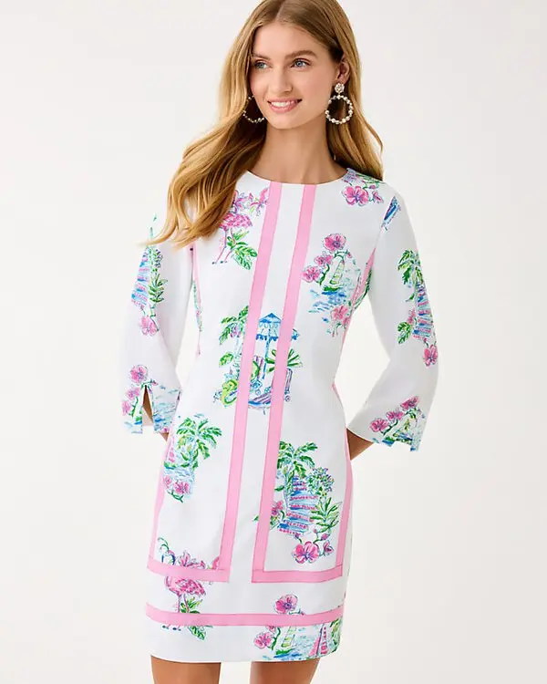 LILLY PULITZER Margaux 3/4 Sleeve Dress - Resort White Dee Lightful
