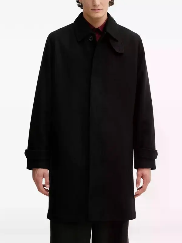 Hugo Button-fastening Point-collar Coat - Black