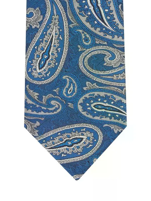 Etro Jacquard Paisley Motif Neck Tie - Blue