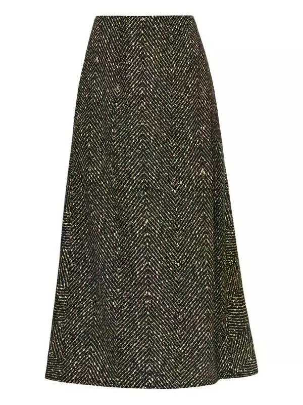 Oscar De La Renta Wool Midi Skirt - Black