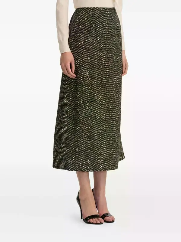 Oscar De La Renta Wool Midi Skirt - Black